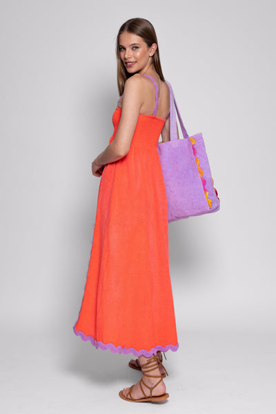 TINA LONG DRESS TERRY NEON CORAL – Sundress.fr